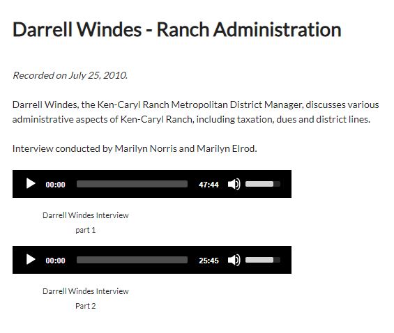 Oral Histories - Ken-Caryl Ranch